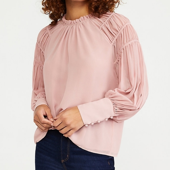 Ann Taylor | Tops | New Ann Taylor Smocked Shoulder Chiffon Top Medium ...